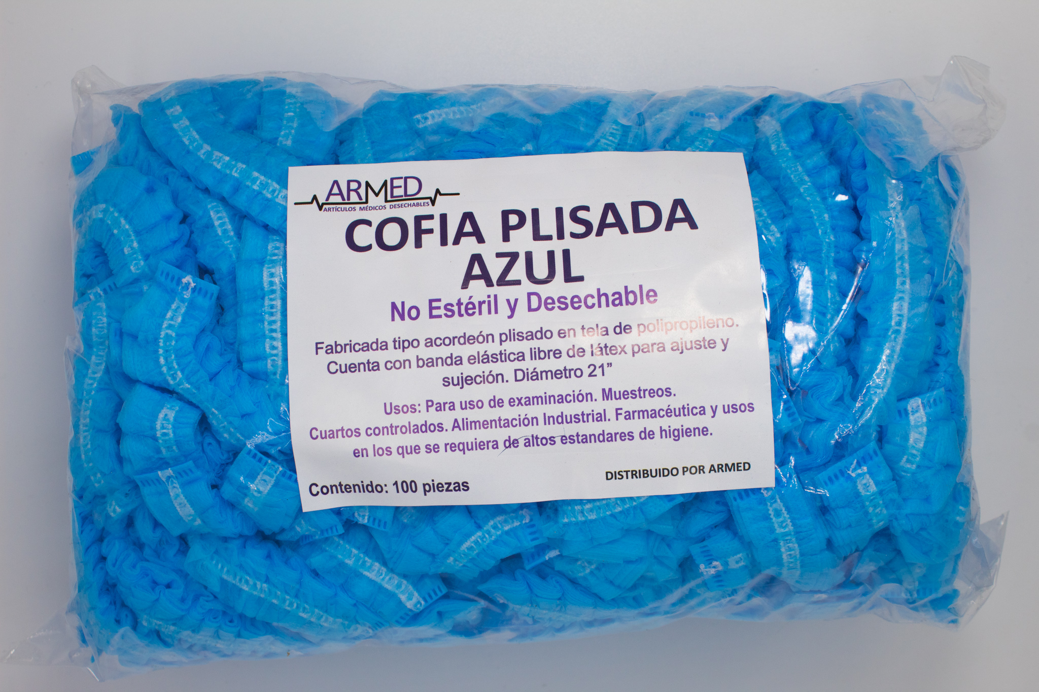 COFIA PLISADA AZUL CON 100PZ ARMED – AlserMedica